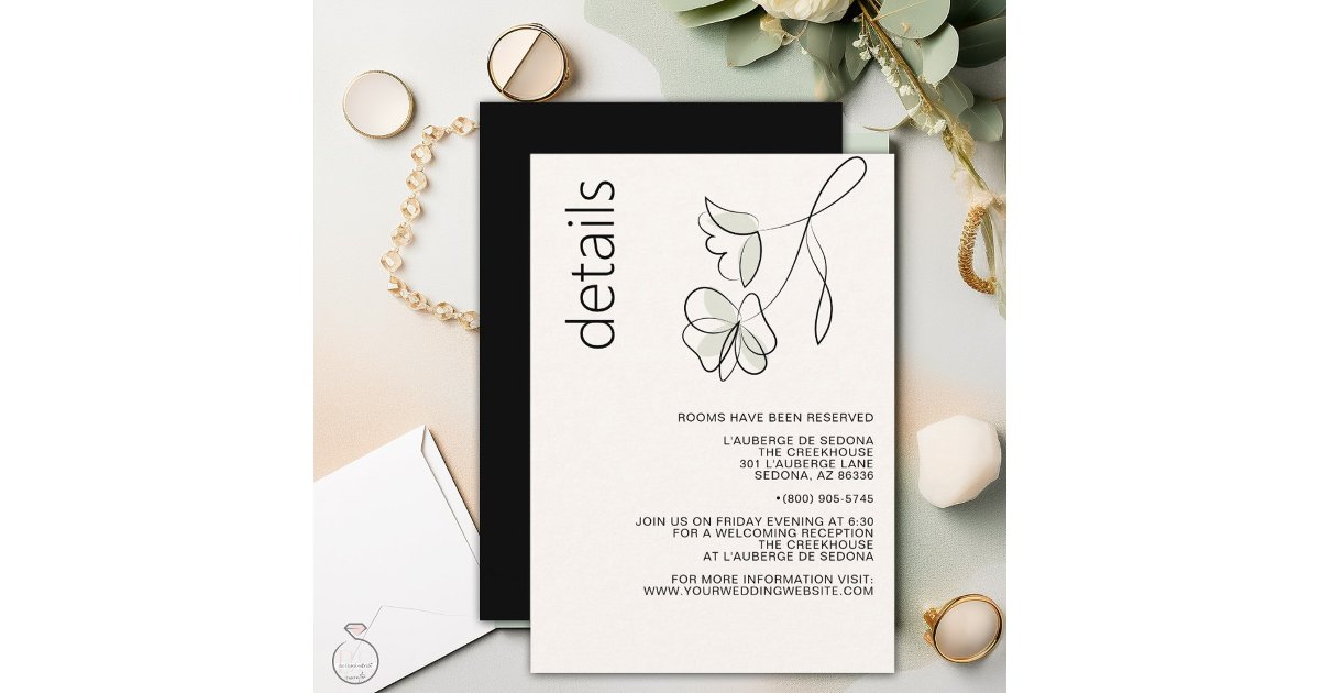 Minimalist Modern Floral Muted Sage and Buff RSVP Card | Zazzle