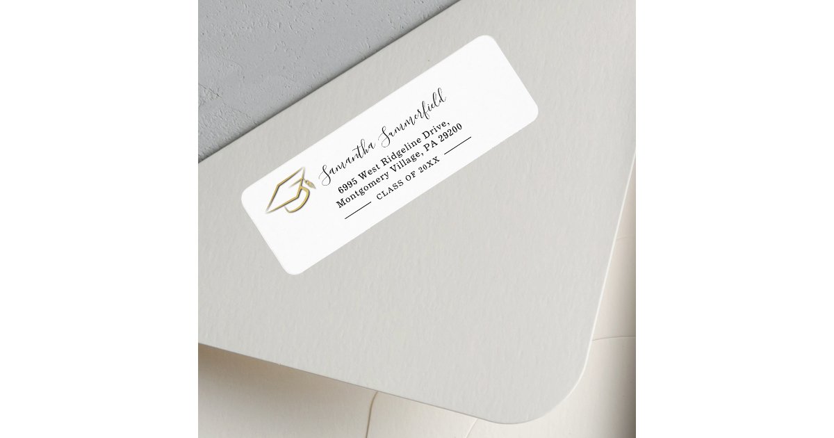 Minimalist Modern Graduation Cap Return Address Label | Zazzle
