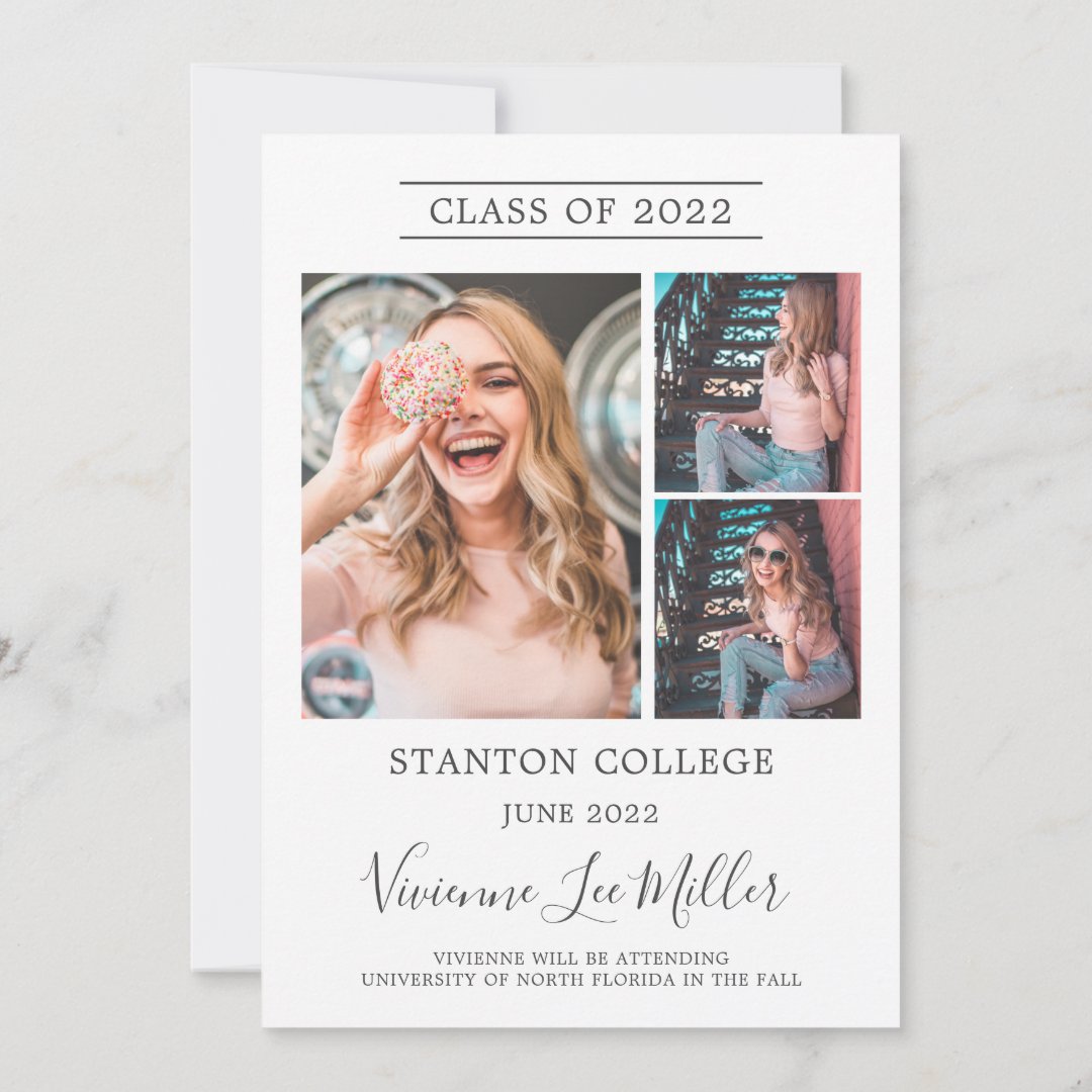 Minimalist Modern Graduation Photos Pictures Announcement | Zazzle