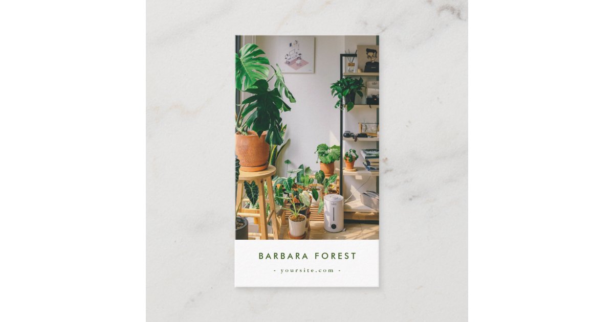 Minimalist Modern Green Plant Garden Qr Code Business Card | Zazzle