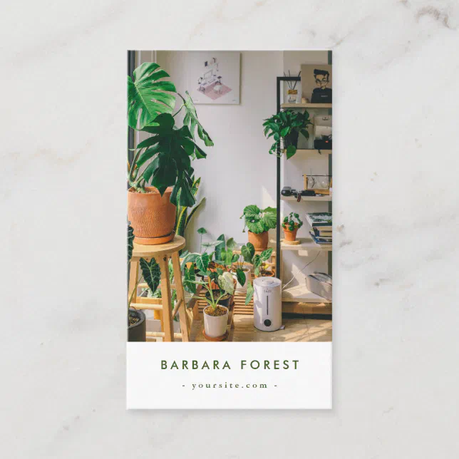 Minimalist Modern Green Plant Garden Qr Code Business Card | Zazzle