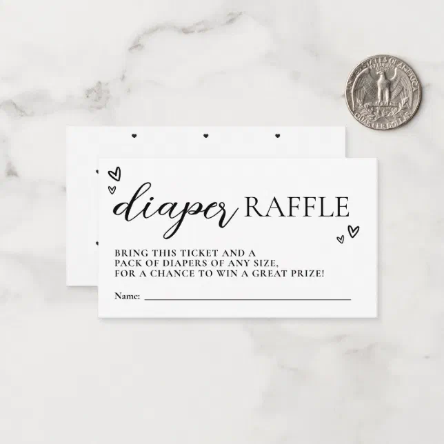 Minimalist Modern Hello Baby Shower Diaper Raffle Note Card | Zazzle