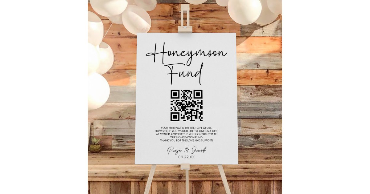 Minimalist Modern Honeymoon Fund Wedding Sign | Zazzle