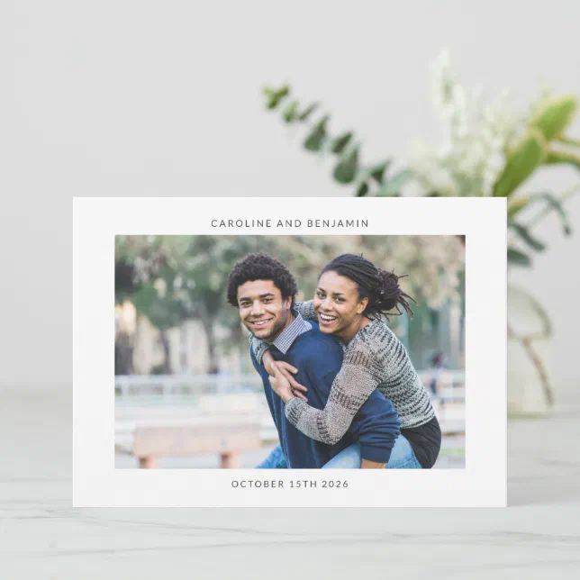 Minimalist Modern Horizontal Photo Trendy Wedding Invitation | Zazzle