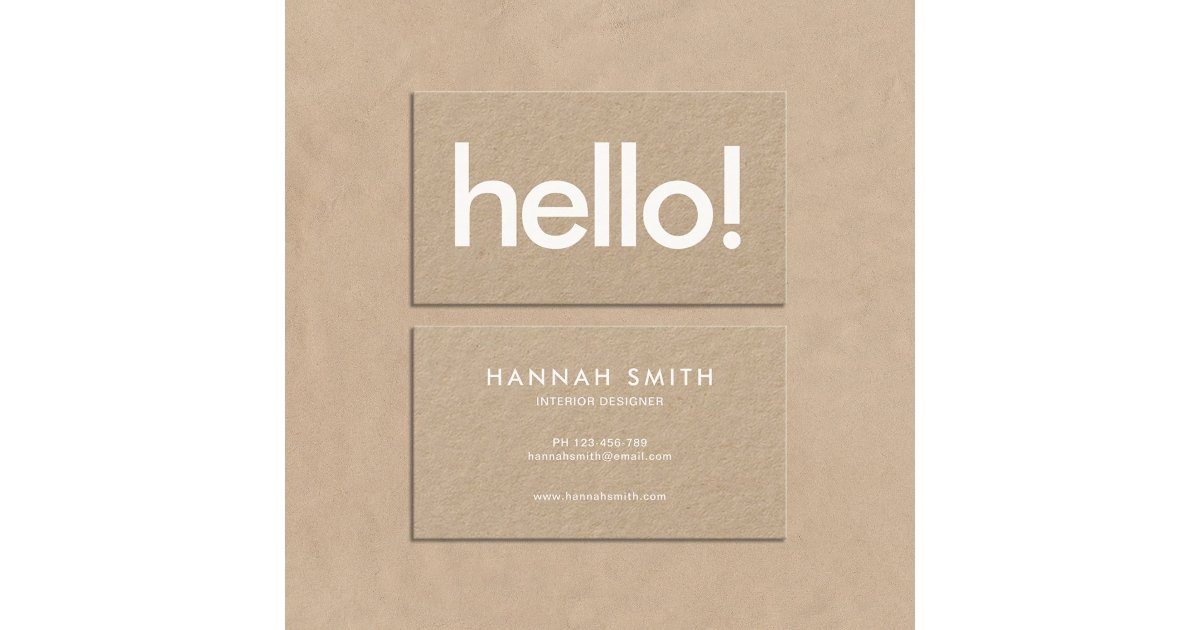Minimalist Modern Kraft Hello Business Card | Zazzle