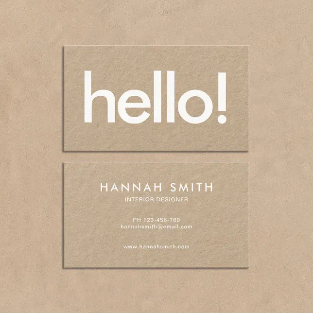 Minimalist Modern Kraft Hello Business Card | Zazzle