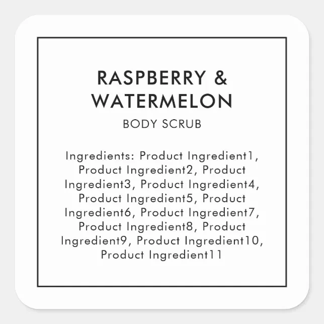 Minimalist Modern List of Ingredients Label | Zazzle