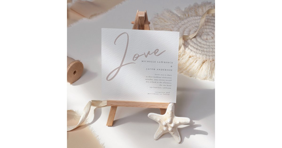 Minimalist Modern Love Script Wedding Invitation | Zazzle
