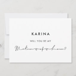Minimalist modern Matron of honor proposal card | Zazzle