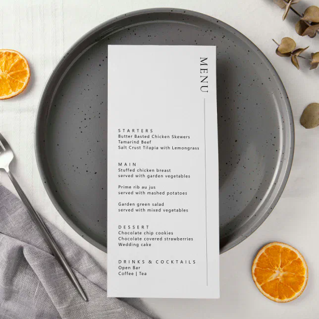 Minimalist Modern Menu | Zazzle