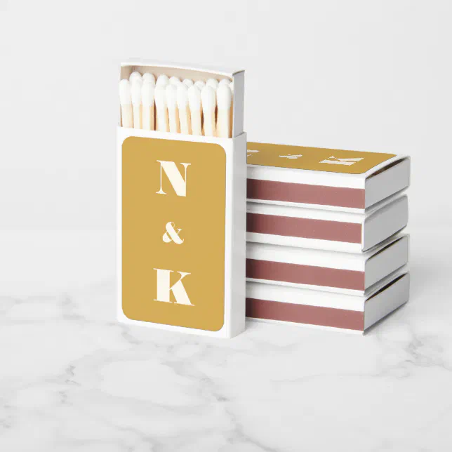 Minimalist Modern Monogram Yellow Custom Wedding Matchboxes | Zazzle