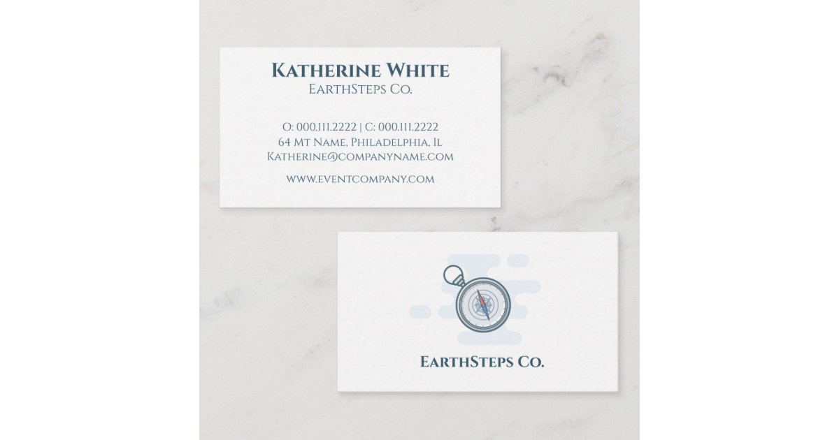 Minimalist Modern Moutntain Hiking Blue White Serv Business Card | Zazzle