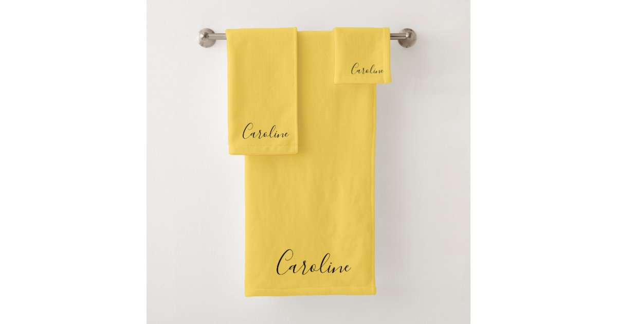 Minimalist modern mustard yellow bath towel set | Zazzle