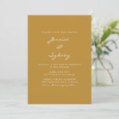 Minimalist Modern Mustard Yellow Script Wedding Invitation | Zazzle