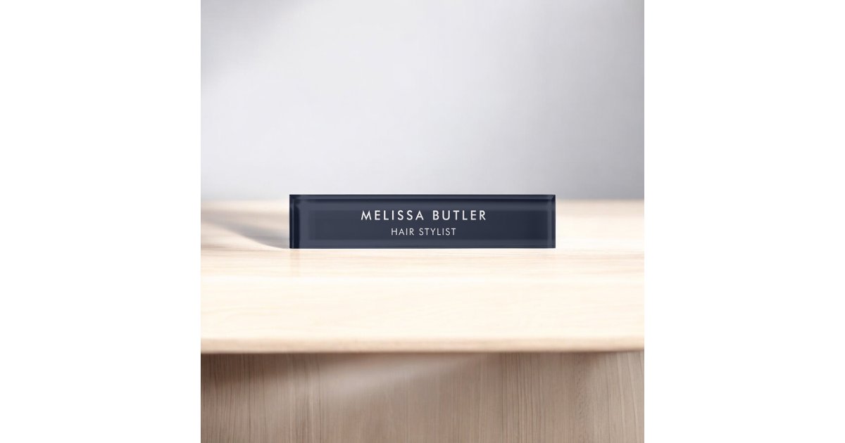 Minimalist Modern Navy Blue Desk Name Plate | Zazzle