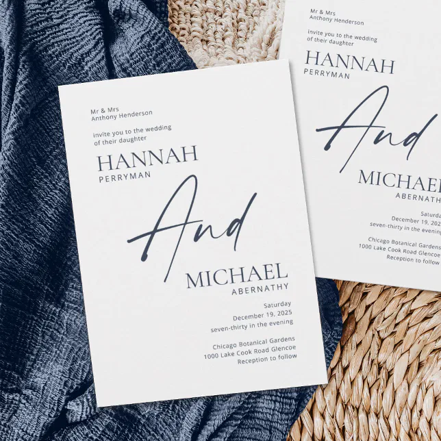 Minimalist Modern Navy Blue Formal Invitation | Zazzle