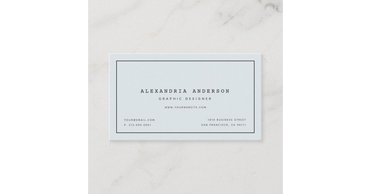 Minimalist Modern Pale Blue Business Card | Zazzle