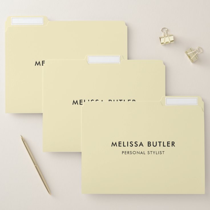 Minimalist Modern | Pastel Yellow File Folder | Zazzle