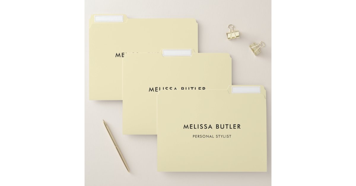 Minimalist Modern | Pastel Yellow File Folder | Zazzle.com