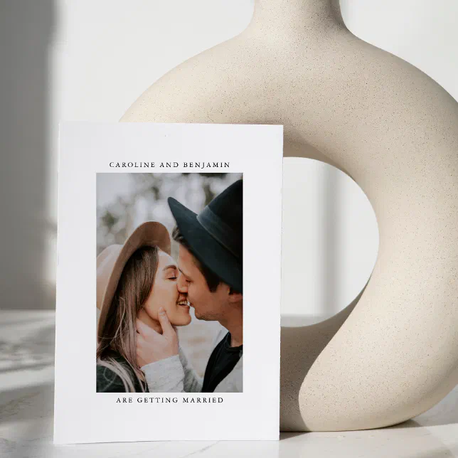 Minimalist Modern Photo Front Back Design Wedding Invitation | Zazzle