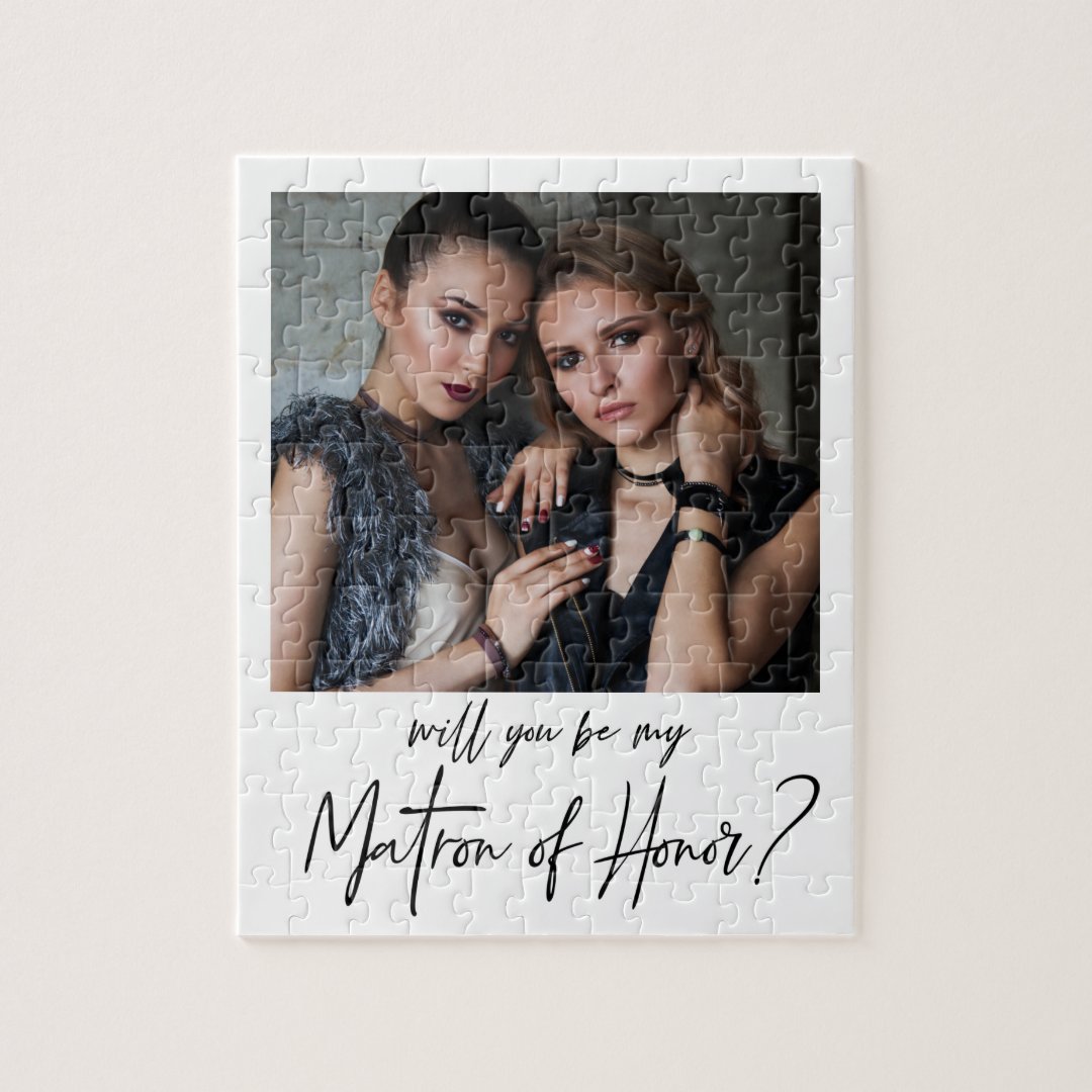 Minimalist Modern Photo Matron of Honor Proposal Jigsaw Puzzle | Zazzle