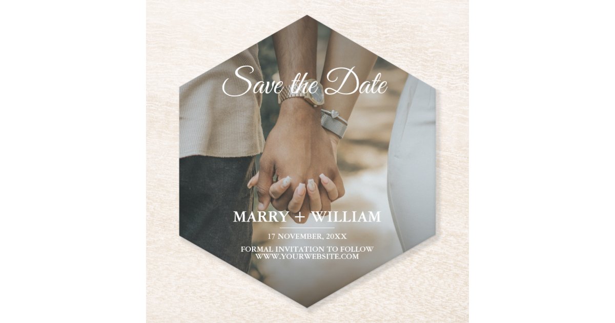 Minimalist Modern Photo Save The Date Paper Coaster | Zazzle