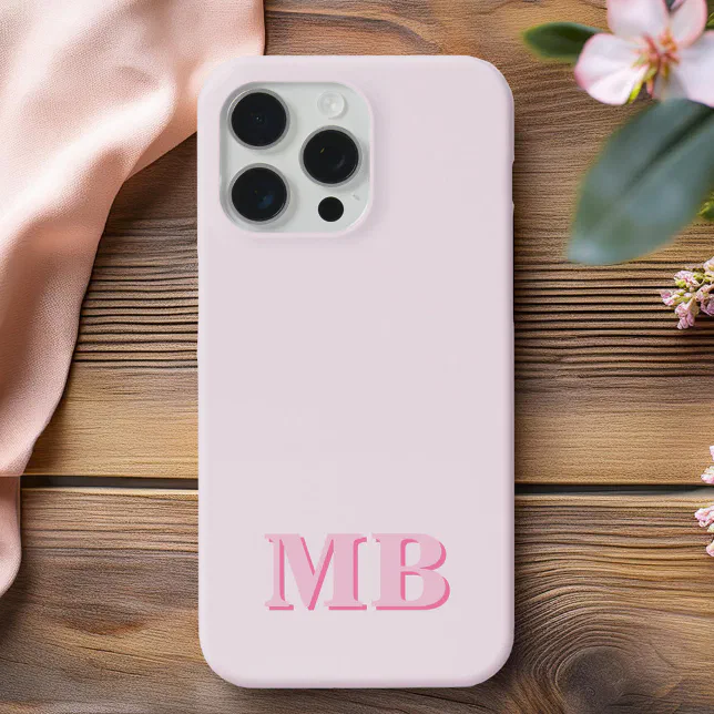 Minimalist Modern Pink Initial Monogram Case-Mate iPhone Case | Zazzle