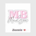 Minimalist Modern Pink Initial Monogram Sticker | Zazzle