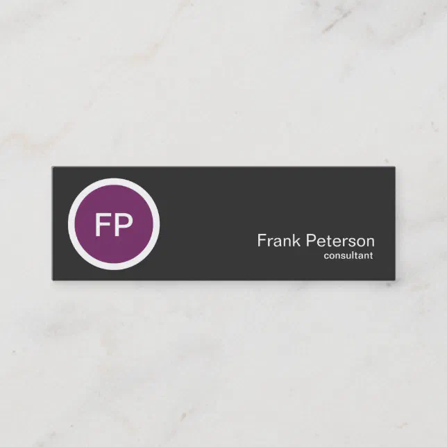 minimalist modern purple circle monogram mini business card | Zazzle