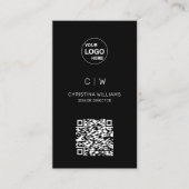 Minimalist Modern QR Code Monogram Name Business Card | Zazzle