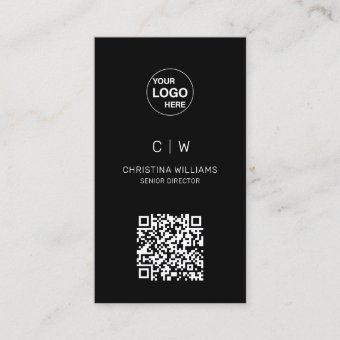 Minimalist Modern QR Code Monogram Name Business Card | Zazzle