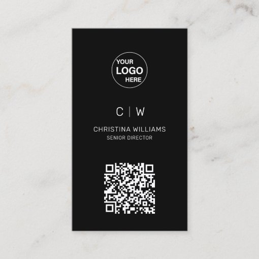 Minimalist Modern QR Code Monogram Name Business Card | Zazzle