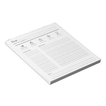 Minimalist Modern Recipe Sheet Cookbook Page Notepad | Zazzle