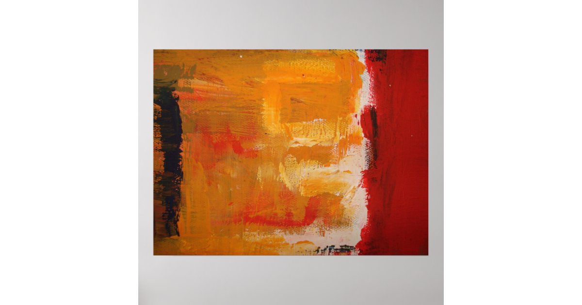 Minimalist Modern Red Yellow Abstract Poster Print | Zazzle