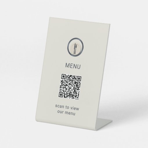 Minimalist Modern Restaurant QR Code Pedestal Sign | Zazzle