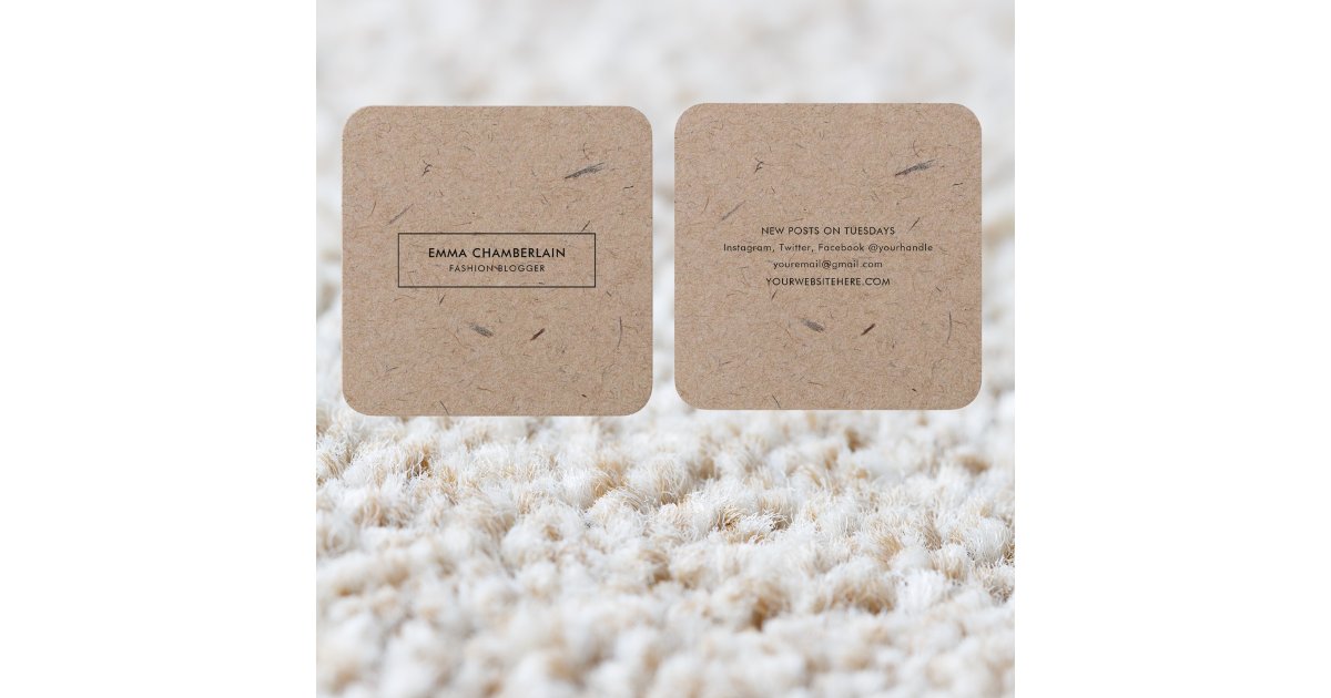 Minimalist Modern Rustic Kraft Paper Square Business Card | Zazzle