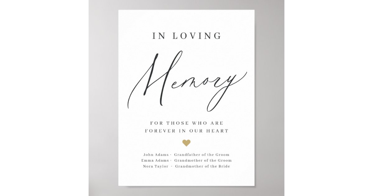 Minimalist modern script in loving memory sign | Zazzle