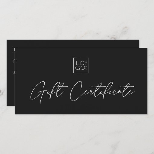 Minimalist Modern Script & Logo Gift Certificate | Zazzle