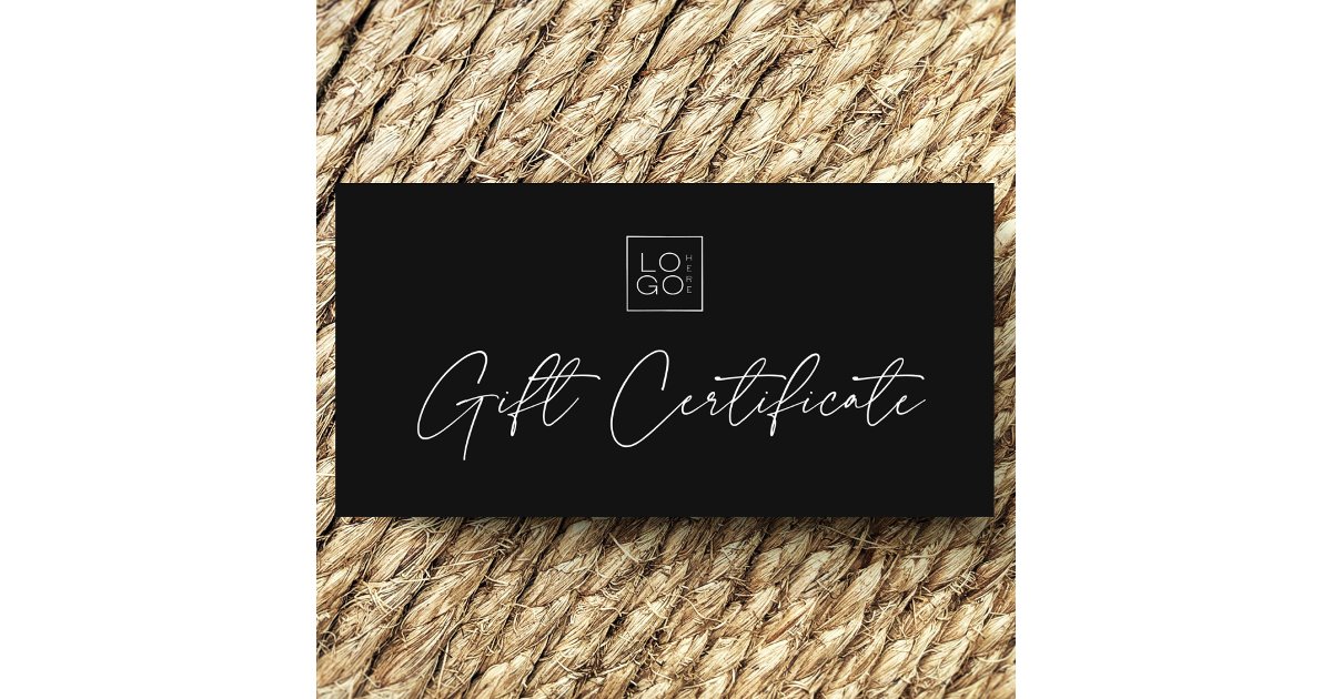Minimalist Modern Script & Logo Gift Certificate | Zazzle
