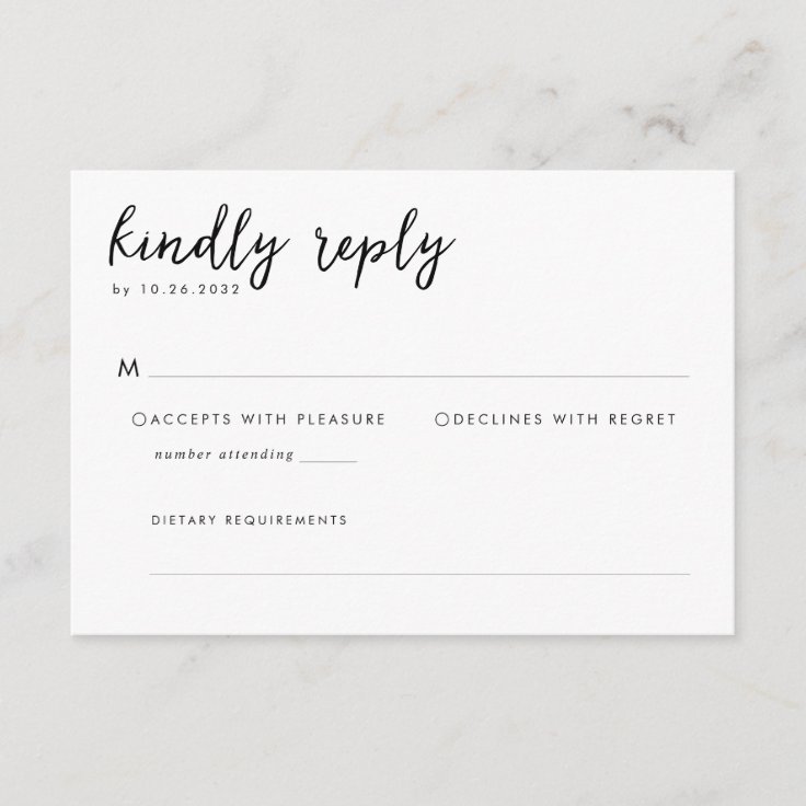 Minimalist Modern Script Typography Wedding RSVP Enclosure Card | Zazzle