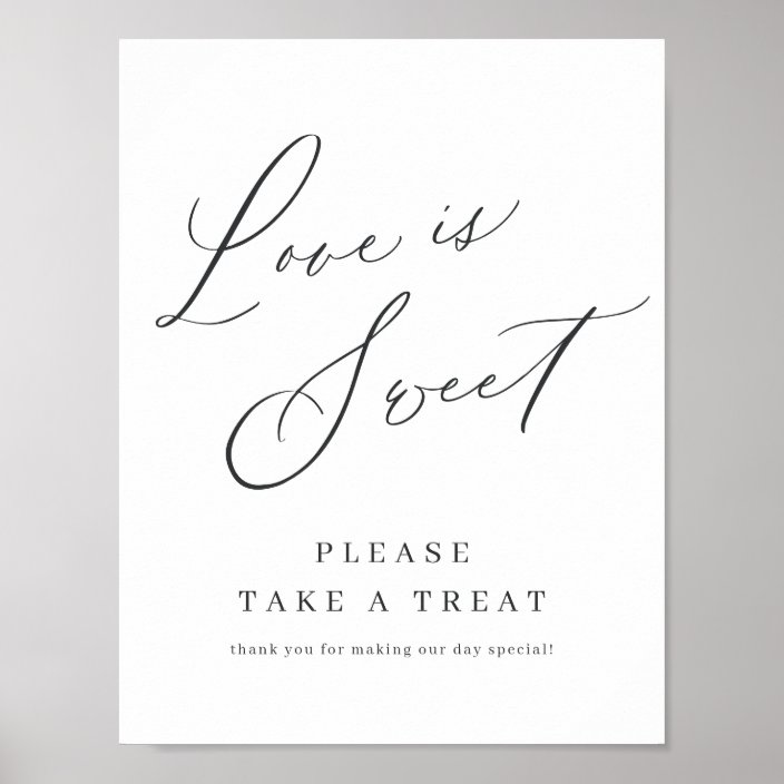 Minimalist modern script wedding love is sweet poster | Zazzle.com