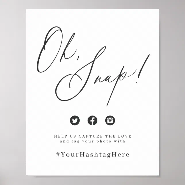 Minimalist modern script wedding oh snap sign | Zazzle