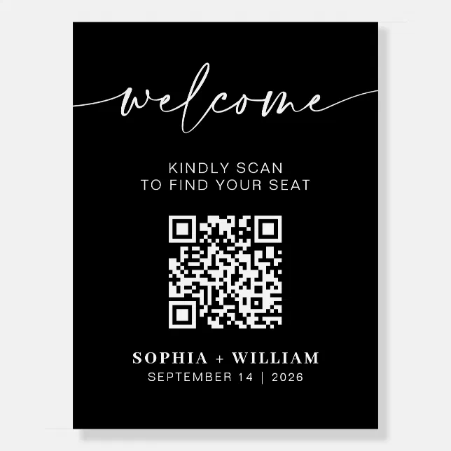 Minimalist Modern Seating Chart QR Code Sign | Zazzle