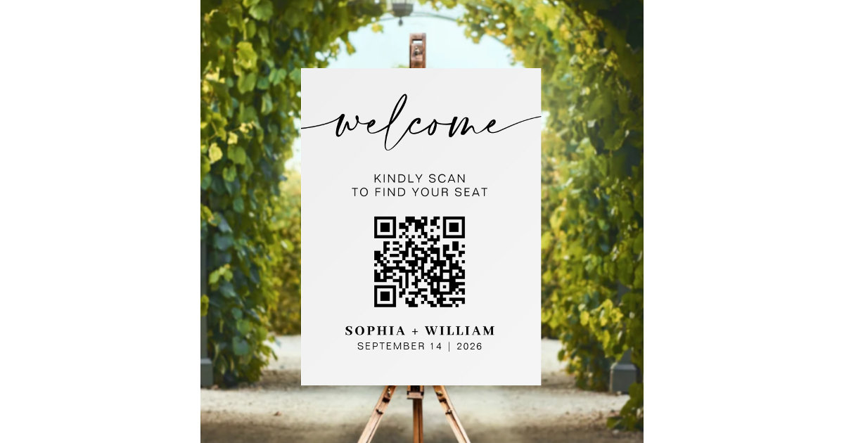 Minimalist Modern Seating Chart QR Code Sign | Zazzle