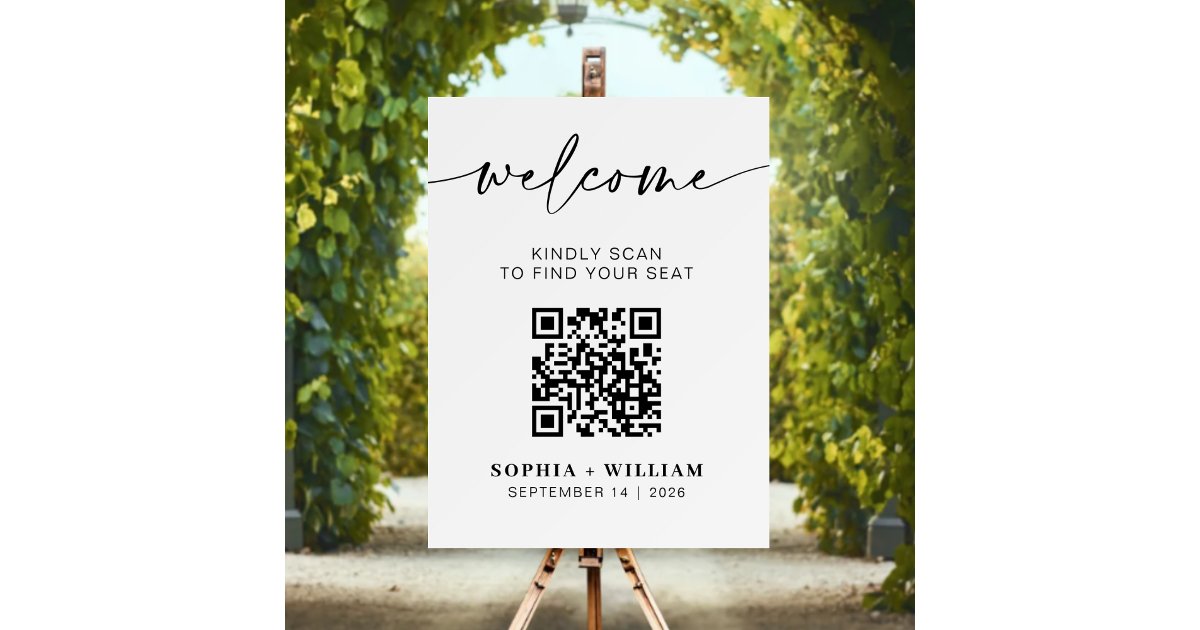 Minimalist Modern Seating Chart QR Code Sign | Zazzle