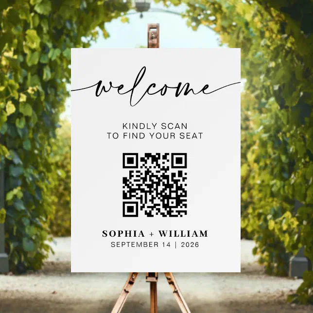 Minimalist Modern Seating Chart QR Code Sign | Zazzle