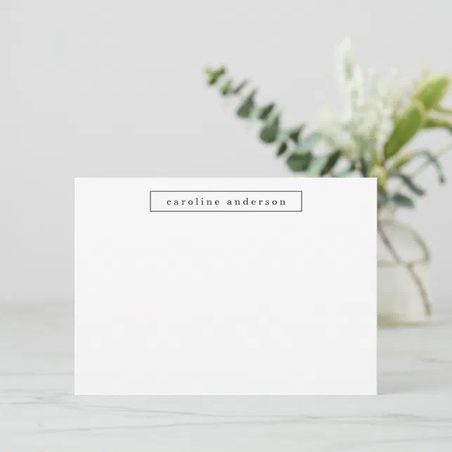 Minimalist Modern Simple Black White Personalized Note Card | Zazzle