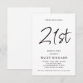 Minimalist Modern Simple Calligraphy 21st Birthday Invitation | Zazzle