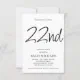 Minimalist Modern Simple Calligraphy 22nd Birthday Invitation | Zazzle