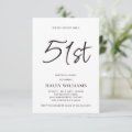 Minimalist Modern Simple Calligraphy 51st Birthday Invitation | Zazzle